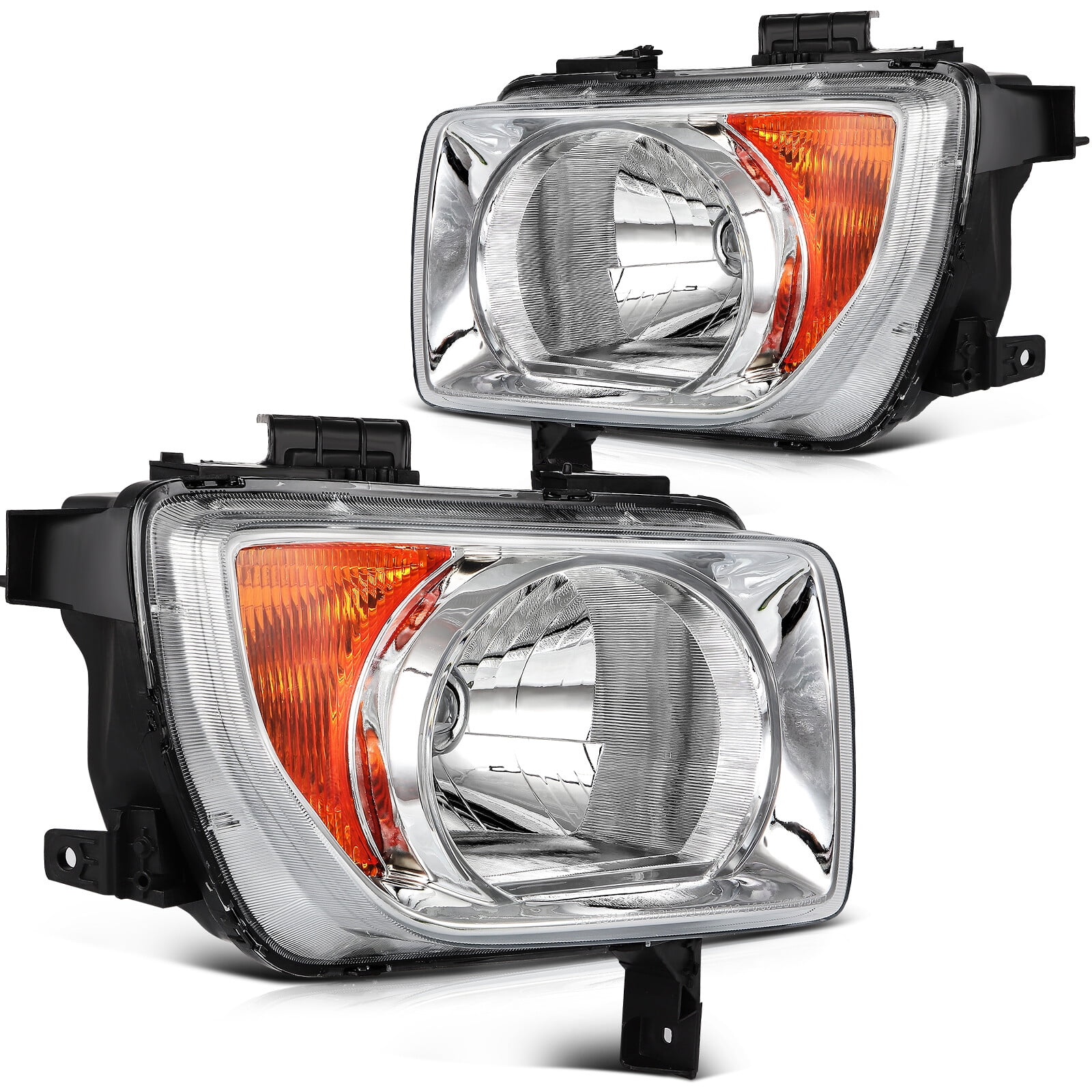 Pair Headlights Assembly Left+Right For 2003-2008 Honda Element Chrome ...