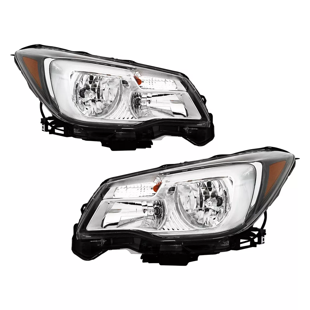 Pair Headlights For 2017 2018 Subaru Forester Halogen HeadLamps w/LED ...