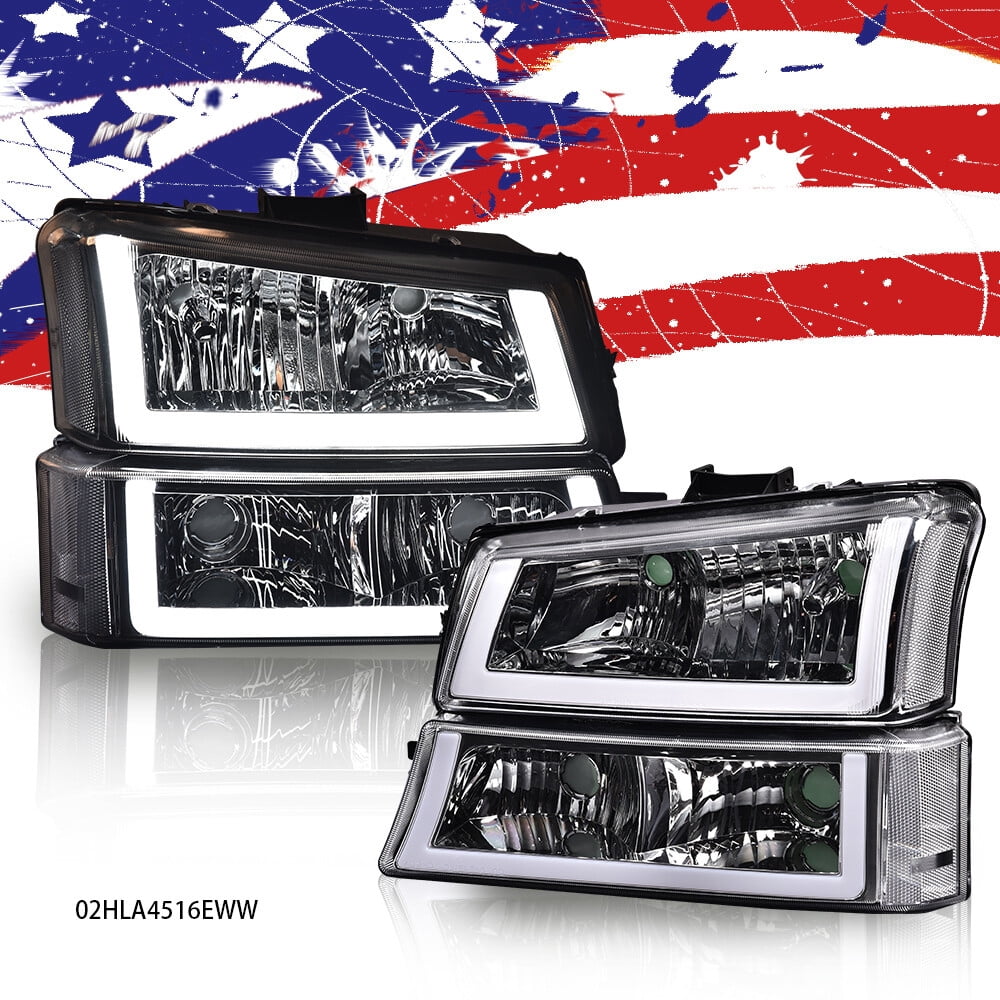 Pair Headlights W/ LED DRL Fit For 2003-2006 Chevy Chevy Silverado ...