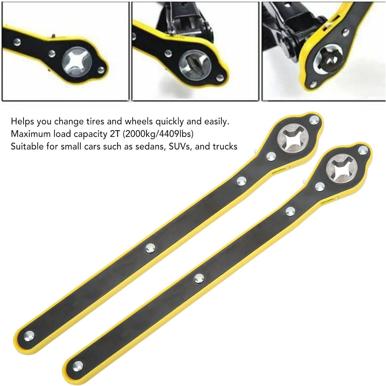 Pair of Labor-Saving 13.4in Auto Jack Ratchet Wrenches with 360 Degree ...
