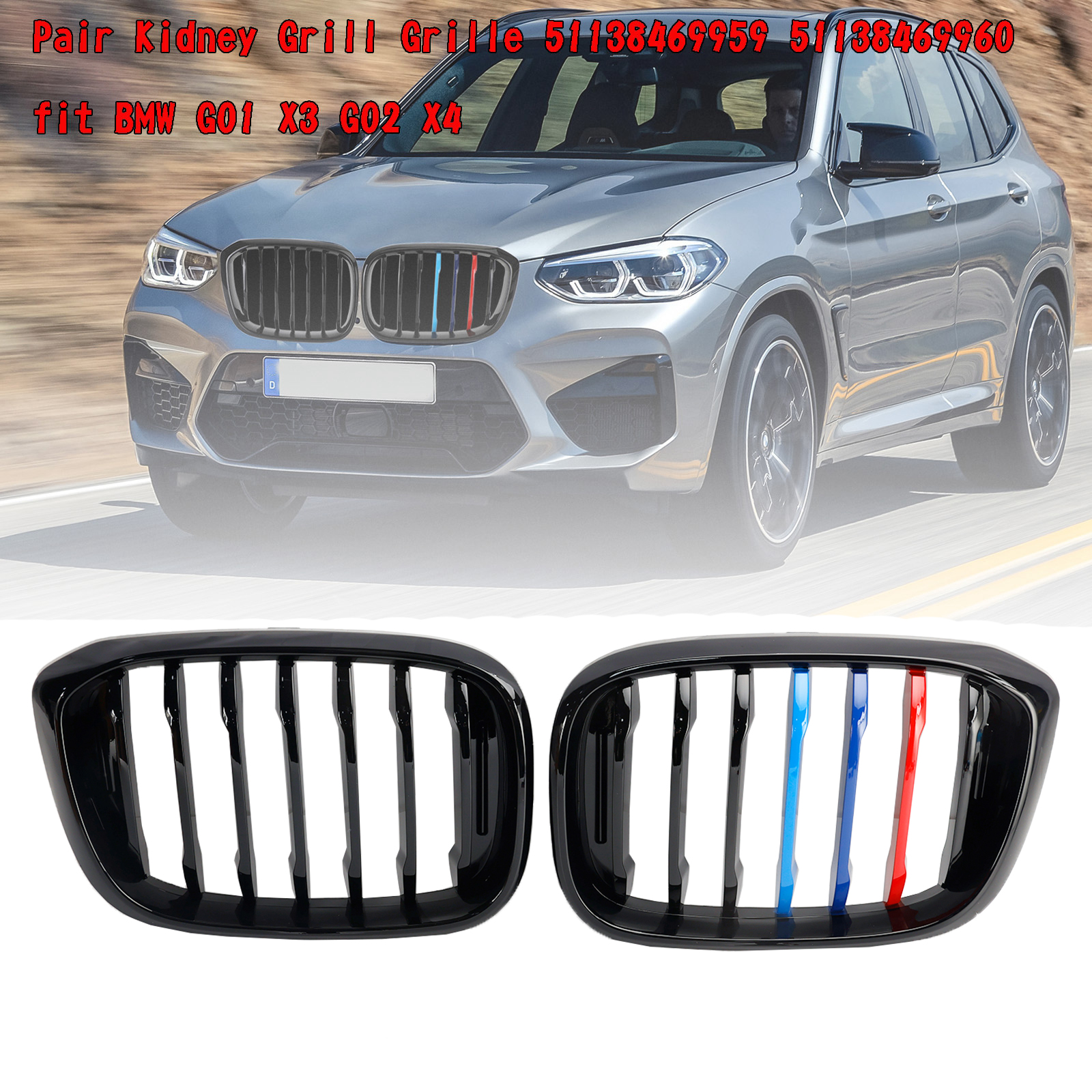 Pair M-Color Kidney Grill Grille 51138469959 fit for BMW G01 X3 G02 X4 ...