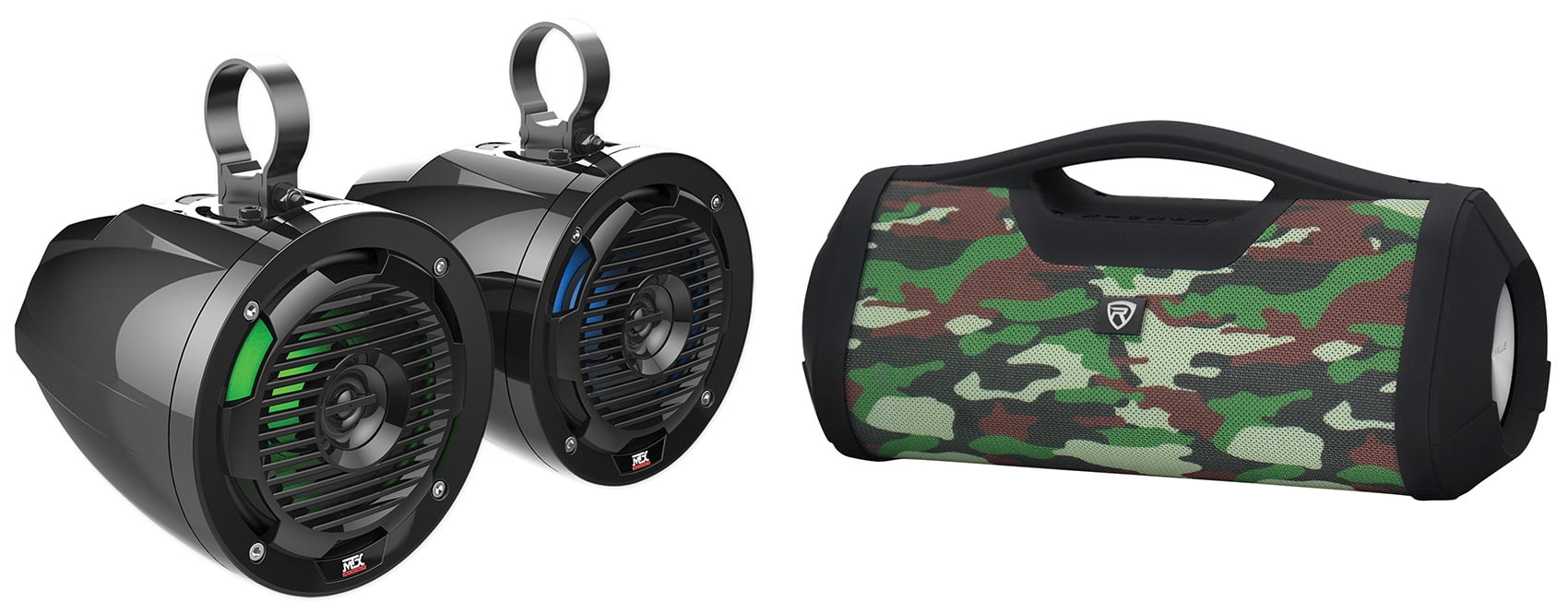 Pair MTX MUD65PL 6.5" 100w LED Tower Speakers For RZR/ATV/UTV/Jeep ...