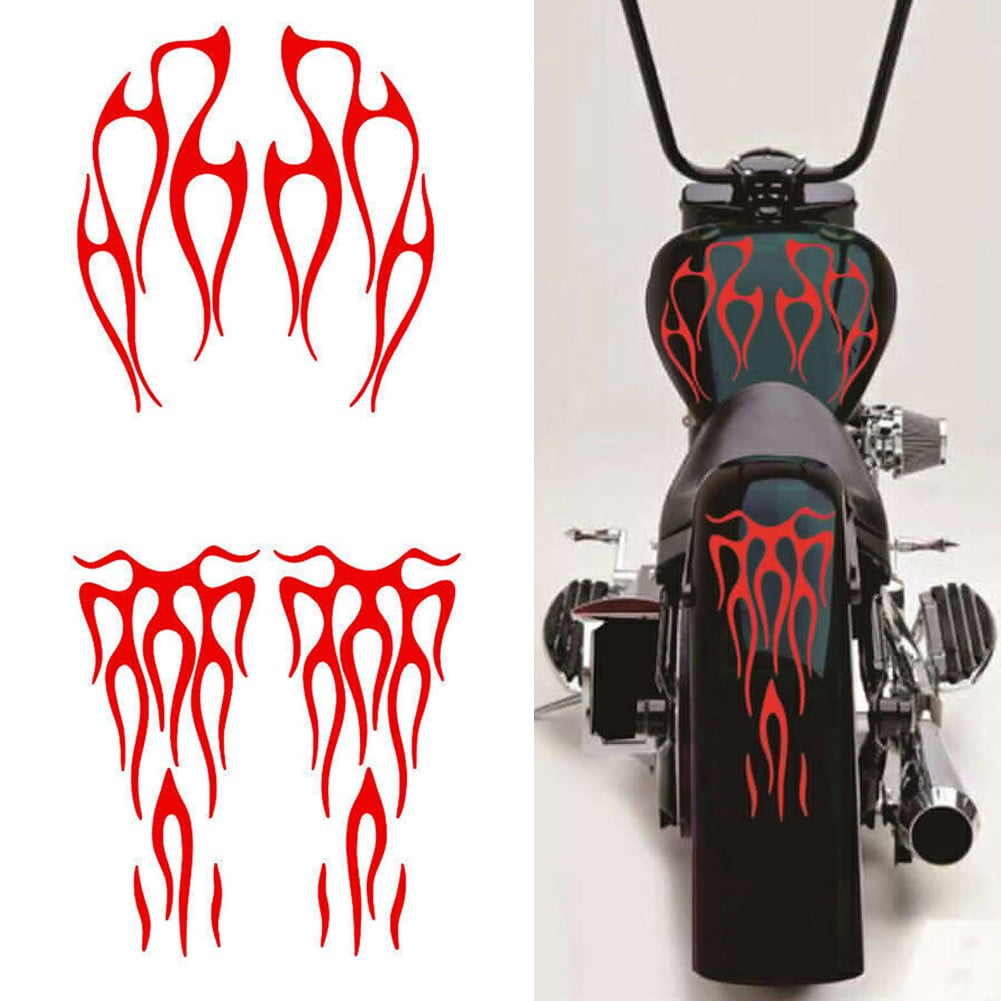 Pair Motorcycle GAS TANK & FENDER Flame Style Vinyl Decal Sticker ...