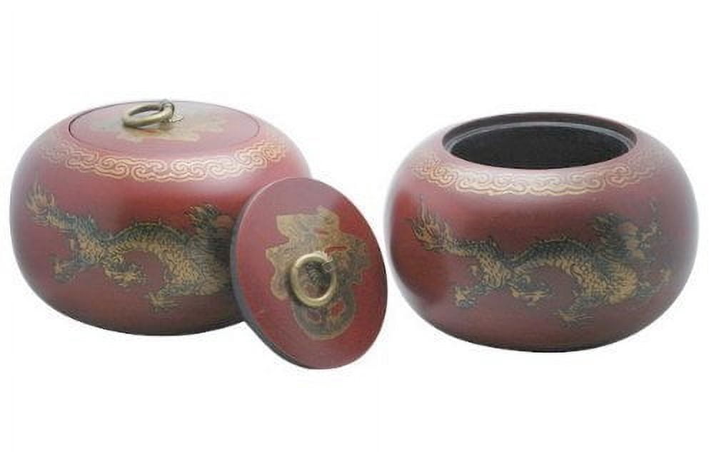 ORIENTAL TAO Pair Of 2 Go Game Stones Jujube Bowls Dragon Design ...