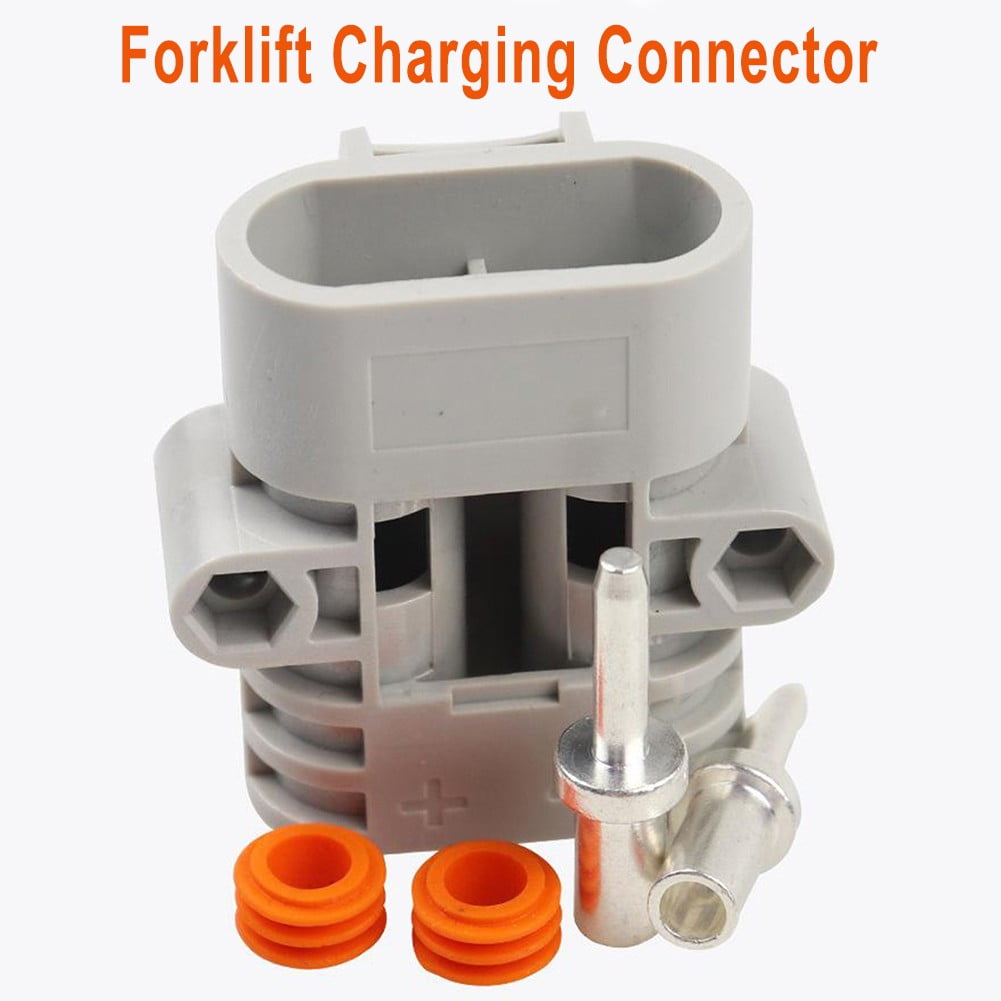 Pair of 50 Amp 600V 6 AWG Grey Forklift Cable Power Connectors ...