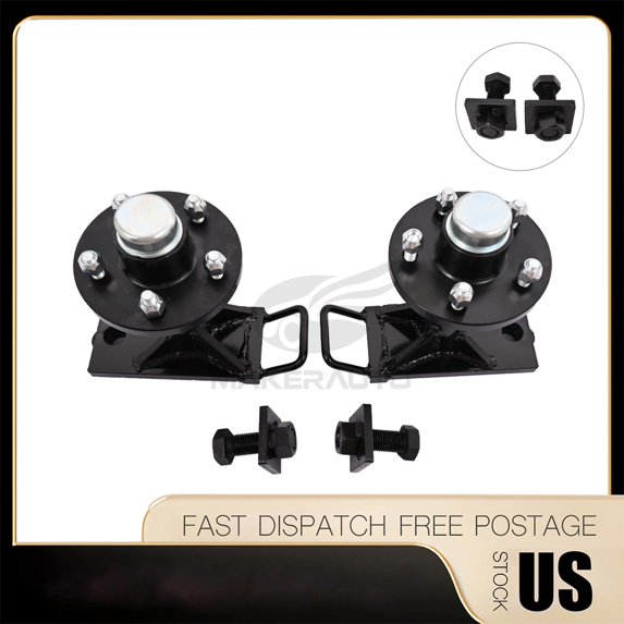 Pair Of 5X4.5 Lug 6000LB Capacity Heavy-Duty Steel Bolt-On Spindle ...