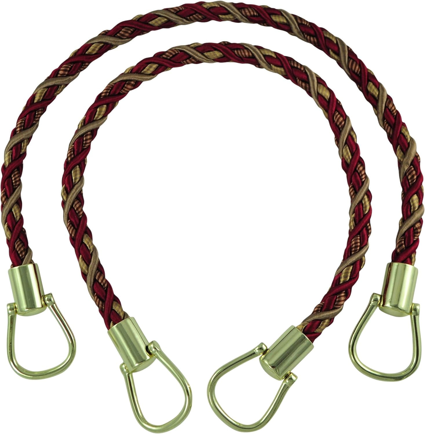 Pair of Burgundy Taupe Curtain & Drapery Rope Tiebacks, 18 inch Long ...