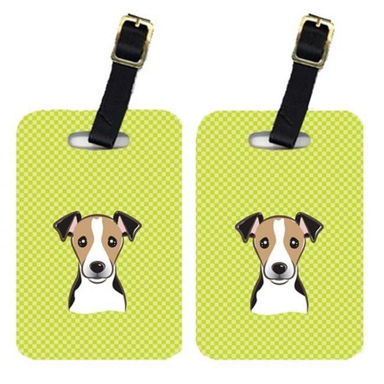 Pair Of Checkerboard Lime Green Jack Russell Terrier Luggage Tags ...
