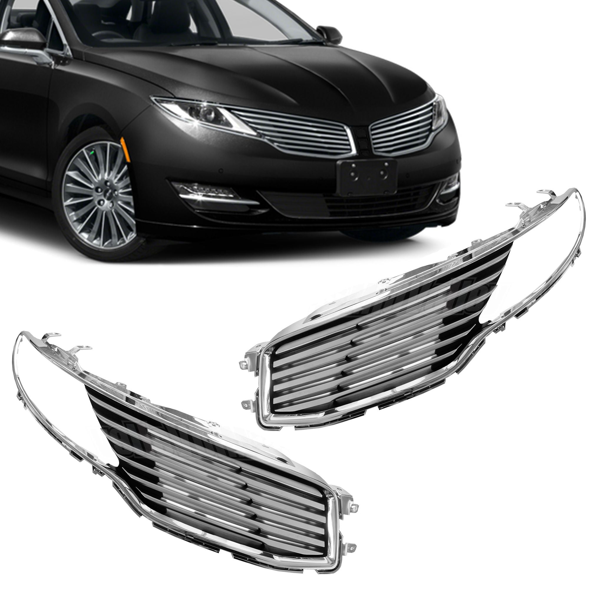 Pair Of Left & Right Radiator Chrome Grille For 13-16 Lincoln MKZ ...