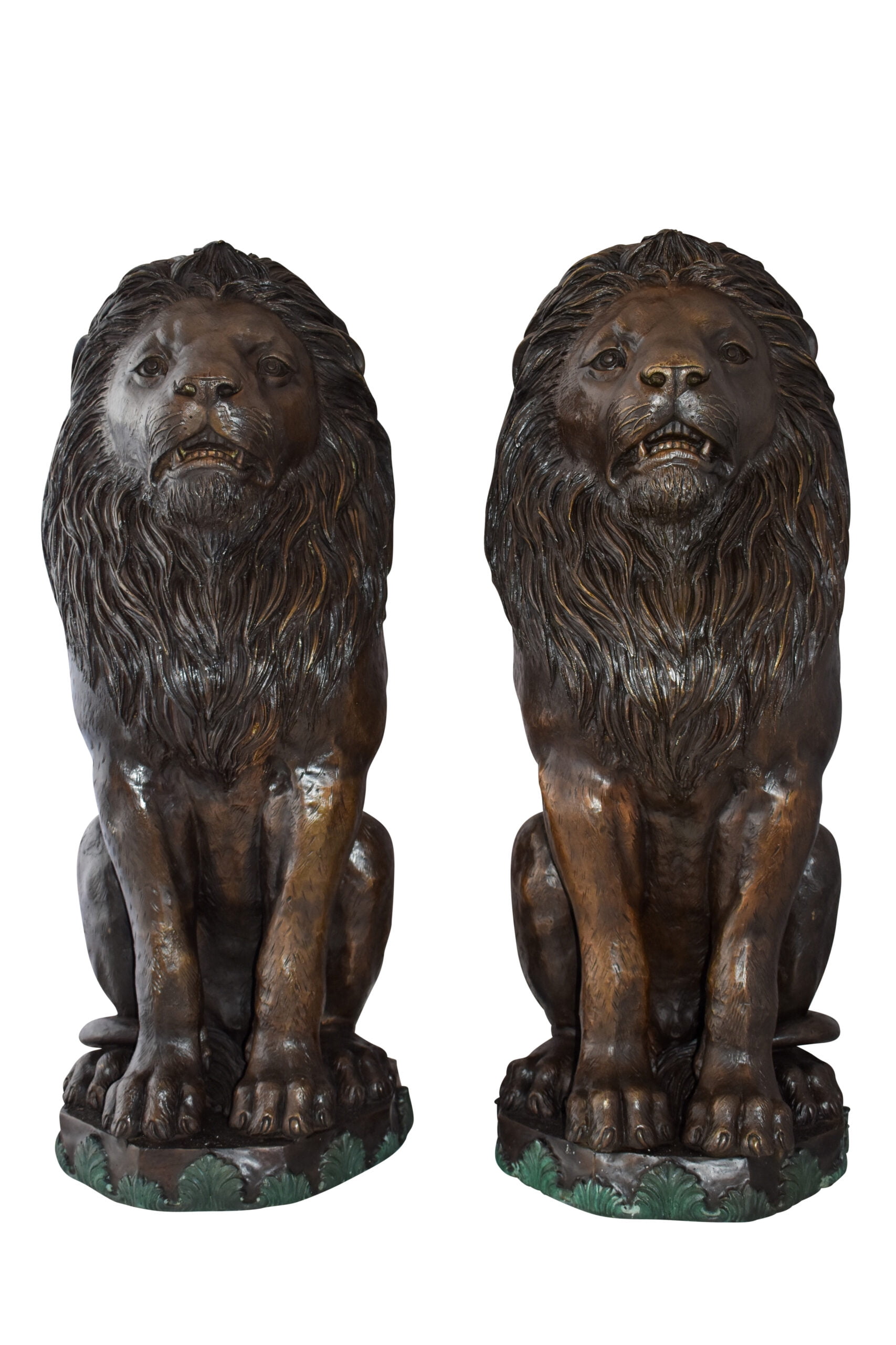 Nifao Pair Of Lions Sitting on Base Very Detailed Bronze Statues – Home ...