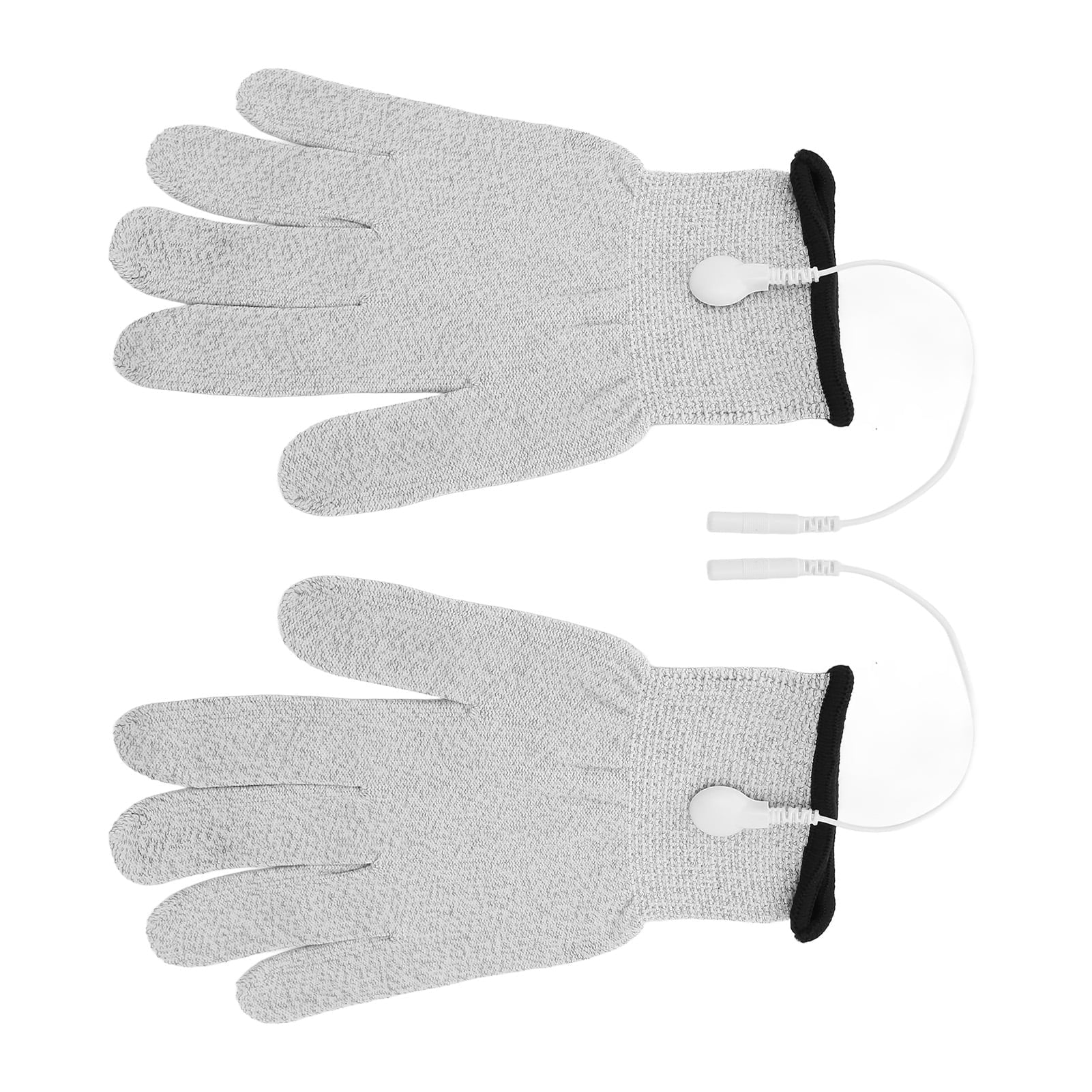 Pair Of Silver Conductive Massage Gloves With Adapter Wires For ...