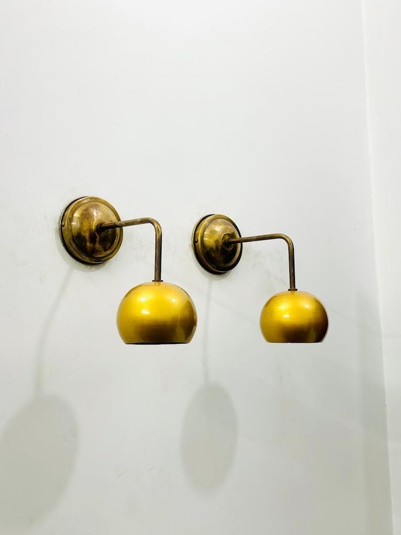 Pair Of Wall Sconce Lamp , Bathroom Brass Lamp Wall Light Fixture, Mid ...