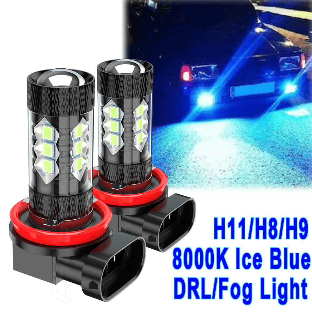 Pair Plug&play H11/H9 LED Fog Light/DRL Bulbs 8000K ICE BLUE For Ford ...