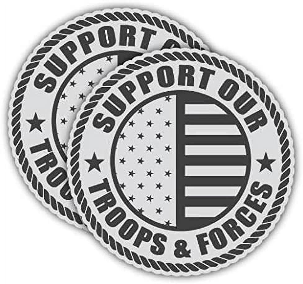 Pair | REFLECTIVE Support Our Troops and Forces US Flag Hard Hat Decals ...