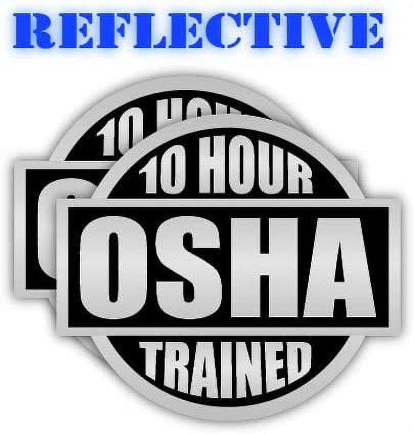 (Pair) Reflective Black 10 Hour OSHA Trained Hard Hat Label Sticker ...