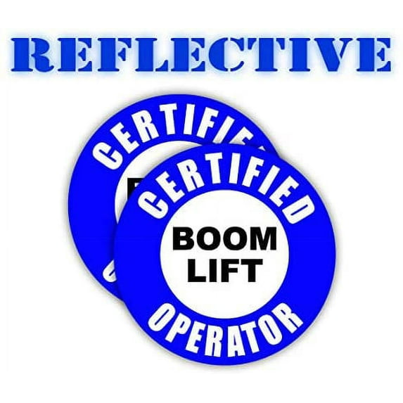 (Pair) Reflective Certified Boom Lift Operator Hard Hat Sticker/Helmet ...