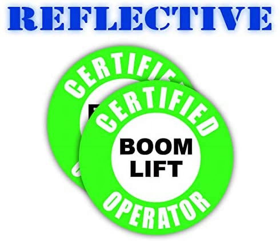 (Pair) Reflective Certified Boom Lift Operator Hard Hat Sticker/Helmet ...