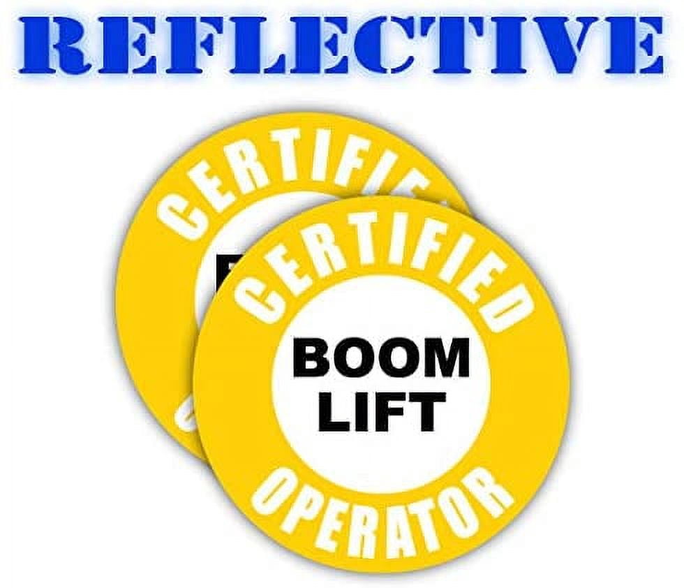 (Pair) Reflective Certified Boom Lift Operator Hard Hat Sticker/Helmet ...