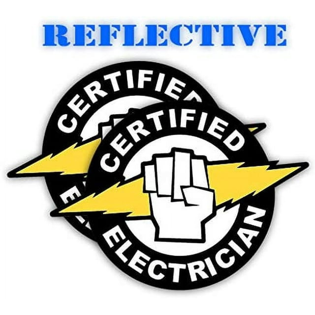 Pair | Reflective Certified Electrician Hard Hat Decal | Helmet Sticker ...