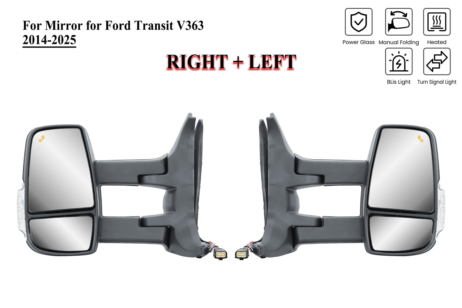 Pair Right+Left Side Long Arm Mirror With BLIS And Signal For 14-26 ...
