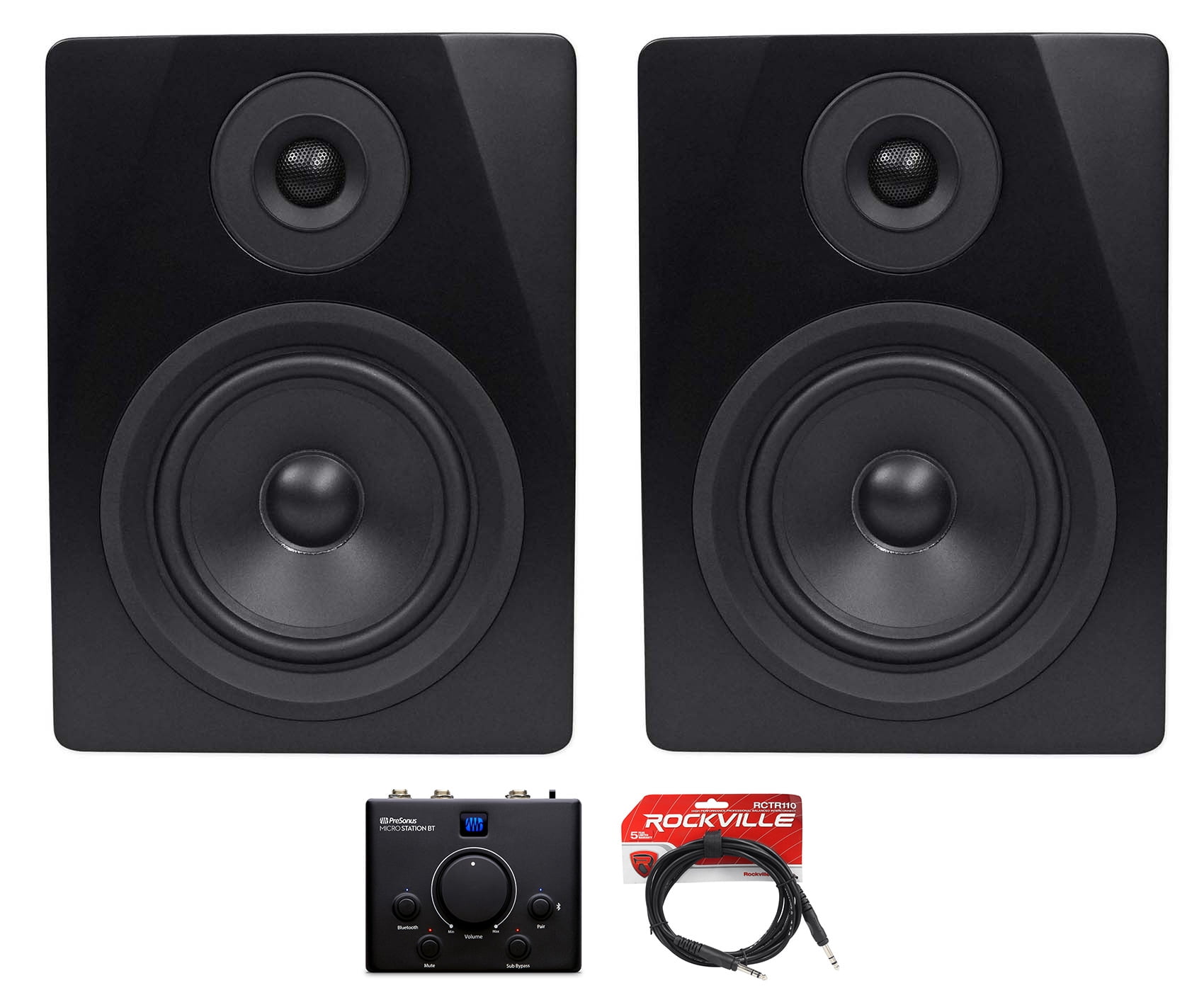 Pair Rockville APM5B 5.25" Studio Monitors+Presonus Bluetooth Monitor ...