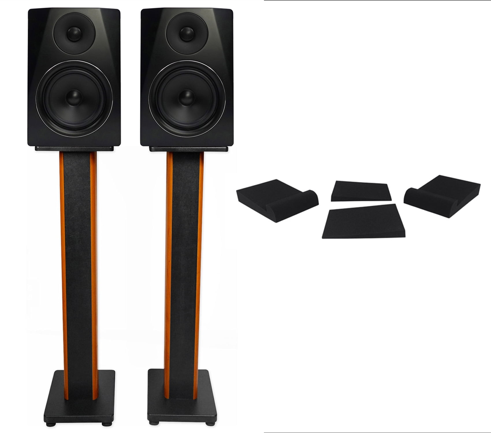 Pair Rockville APM6B 6.5" 2-Way 350 Watt USB Studio Monitors+36" Stands ...
