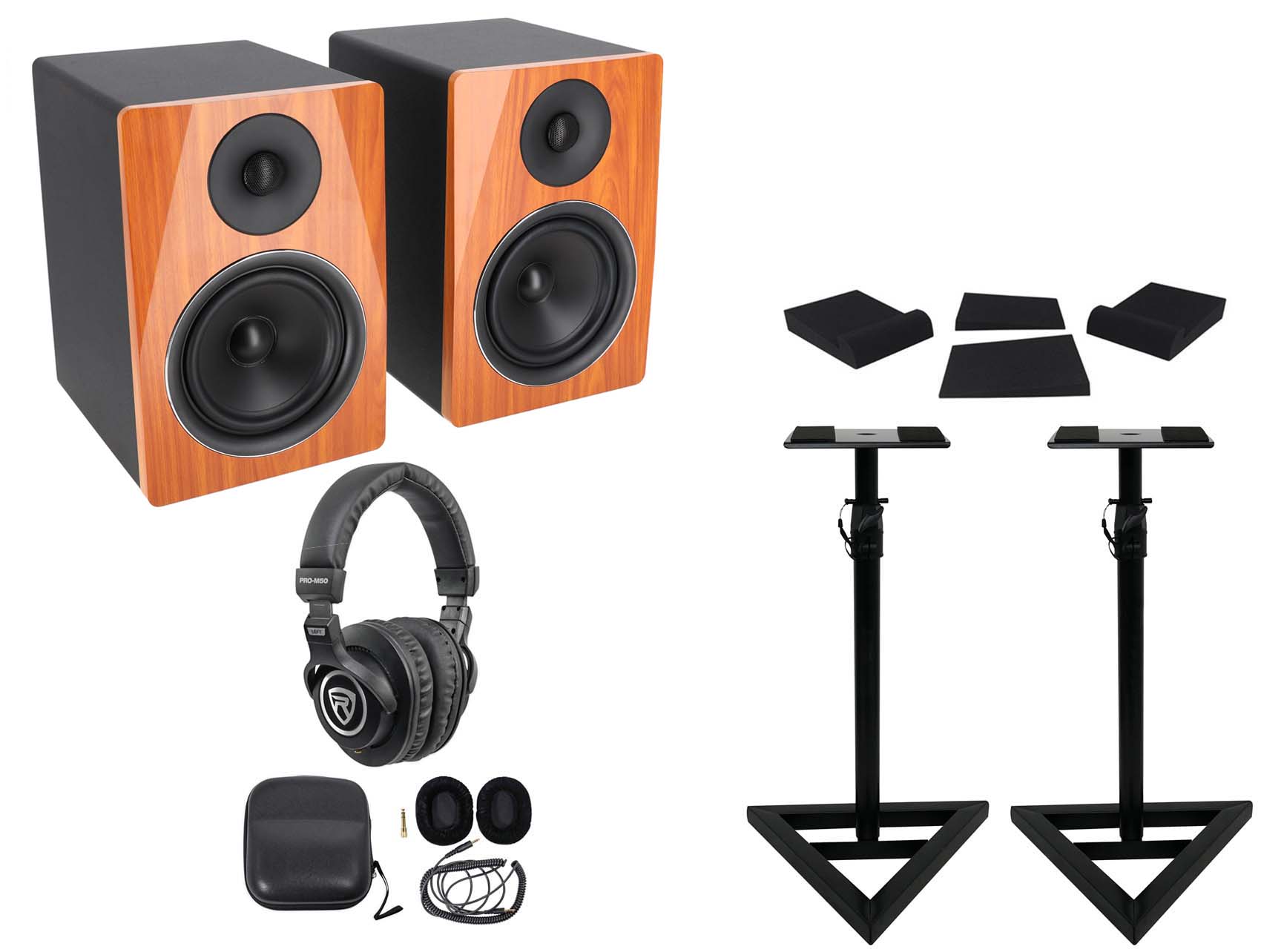 Pair Rockville APM6C 6.5" 350W Powered Studio Monitors+Stands+Pads ...