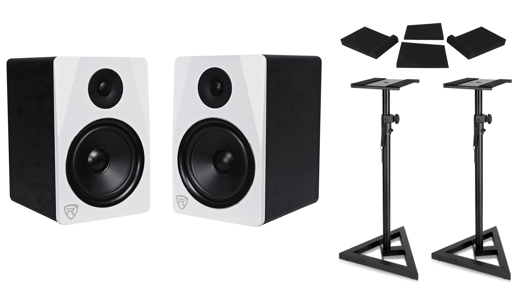 Pair Rockville APM8W 8" 2-Way 500 Watt Powered USB Studio Monitors ...