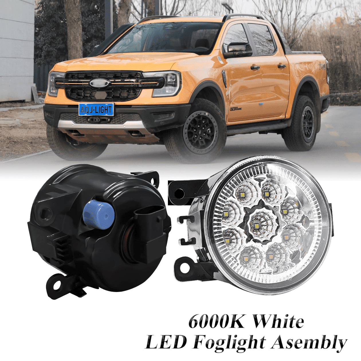 Pair Round LED Fog Lights for Ford Ranger 2019-2024, 55W White Clear ...