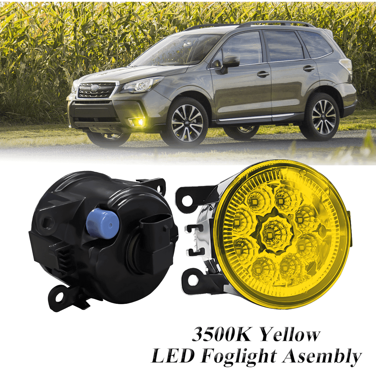 Pair Round LED Fog Lights for Subaru Forester 2014-2023, 55W 3500K ...