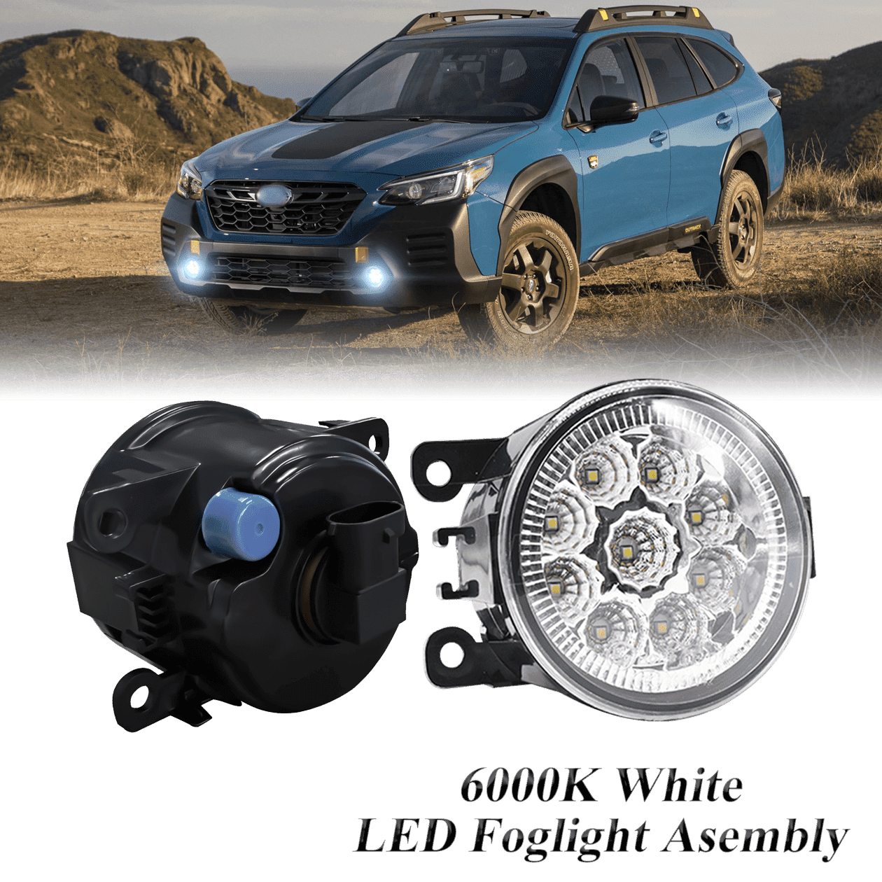 Pair Round LED Fog Lights for Subaru Outback 2011-2024, 55W White Clear ...