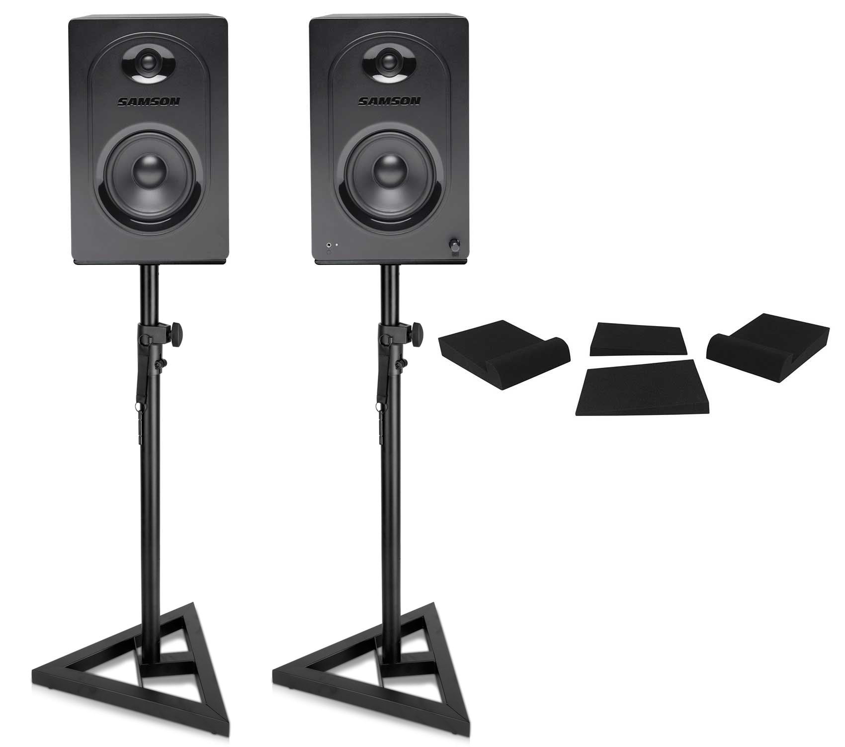 Pair Samson M50 5" Powered Studio Reference Monitors Speakers+Stands ...