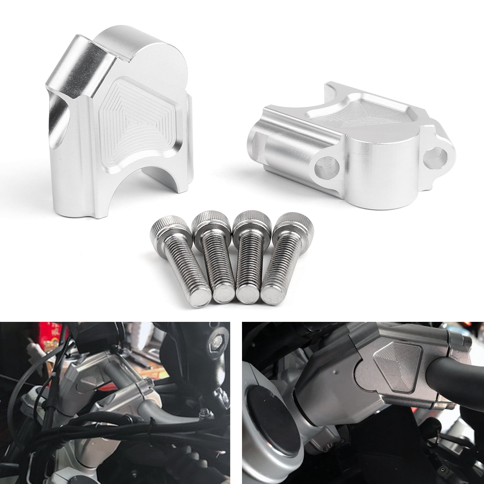 Pair Silver Motorcycle Handlebar Riser Kit Moves Bar Up For BMW F800GS ...