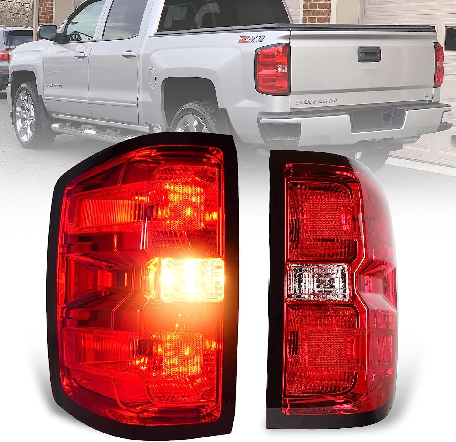 Pair Tail Lights For 2014-2018 Chevy Silverado 1500 and 2015-2019 Chevy ...