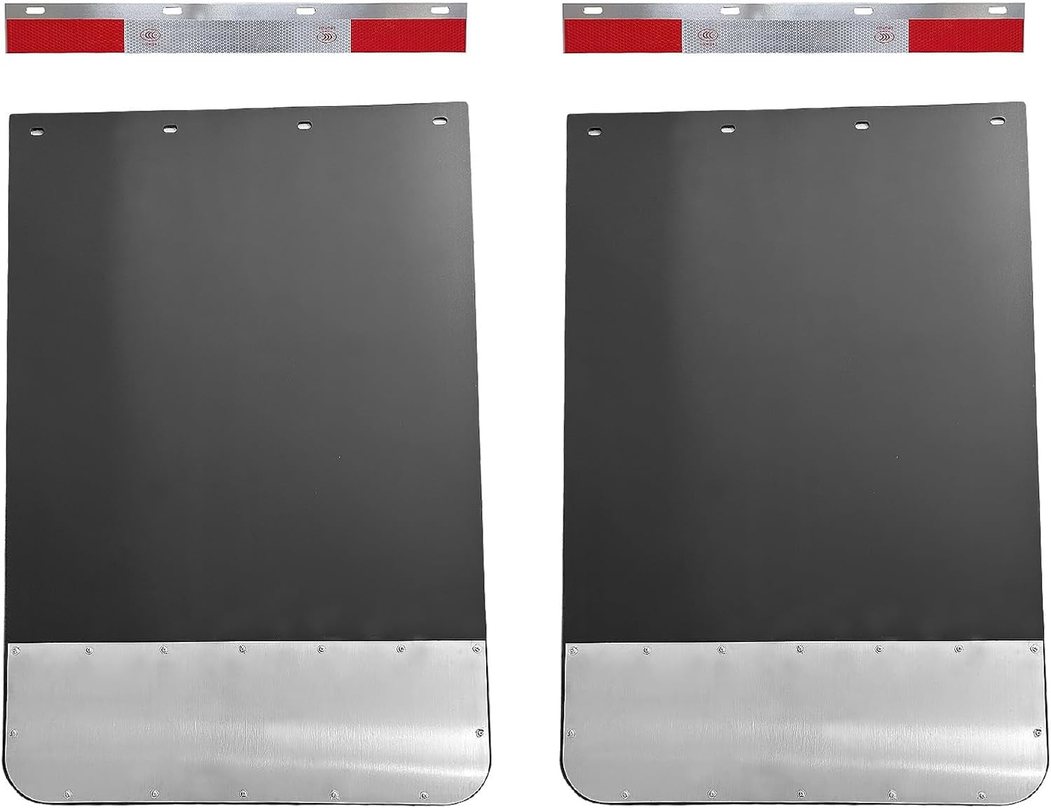 Pair Universal 24"x36" Mud Flaps & 24"x3" Mud Flap Reflector Reflective ...