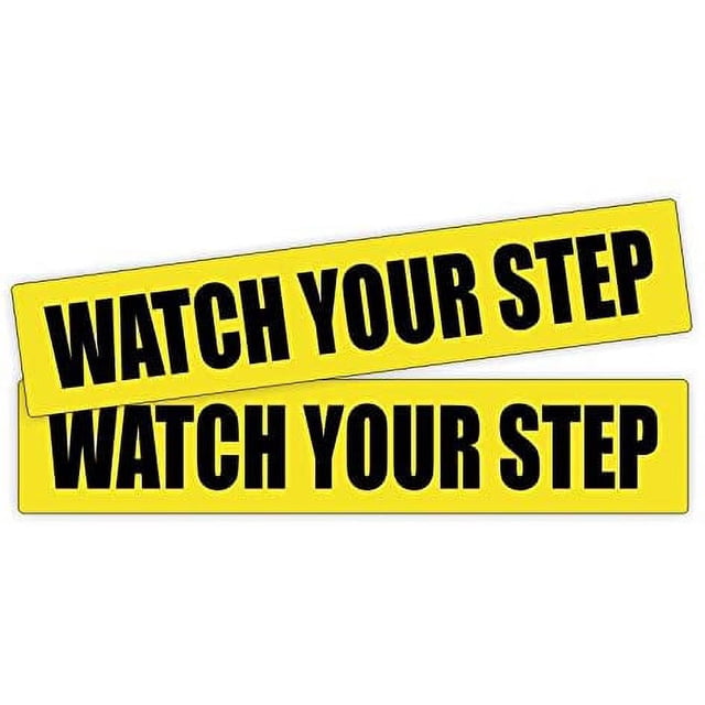 Pair WATCH YOUR STEP Vinyl Decals / Stickers / Labels / Markers Warning ...