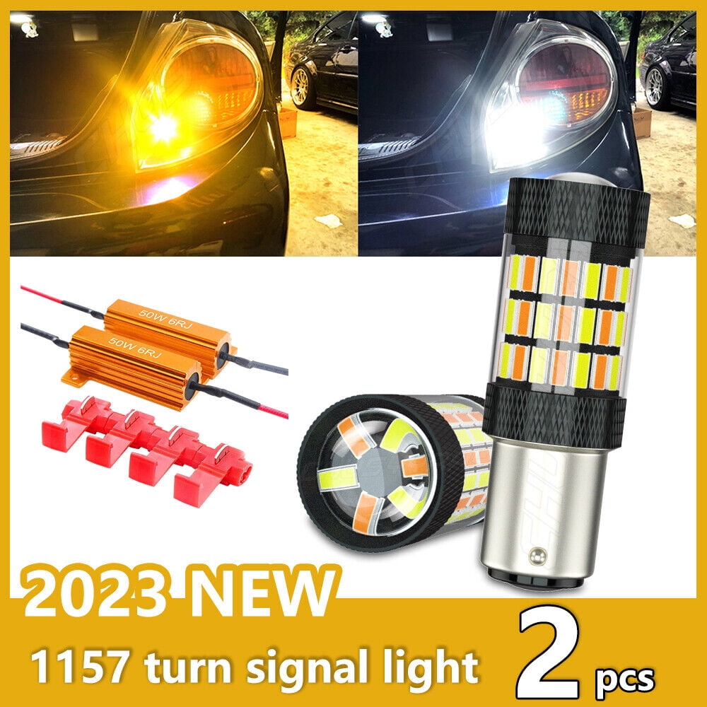Pair White/Amber Switchback LED Turn Signal Light Bulbs 1157 BAY15D ...