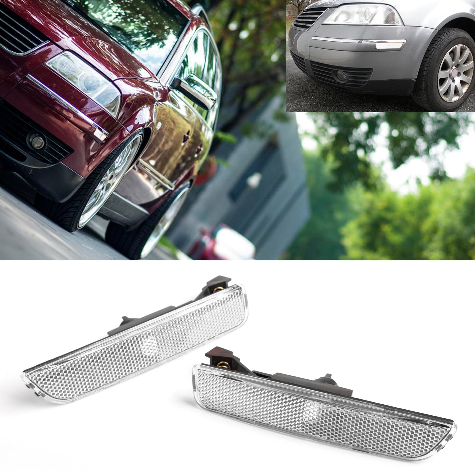 Pair White Front Bumper Side Marker Lights For 2001-2005 VW Passat B5.5 ...