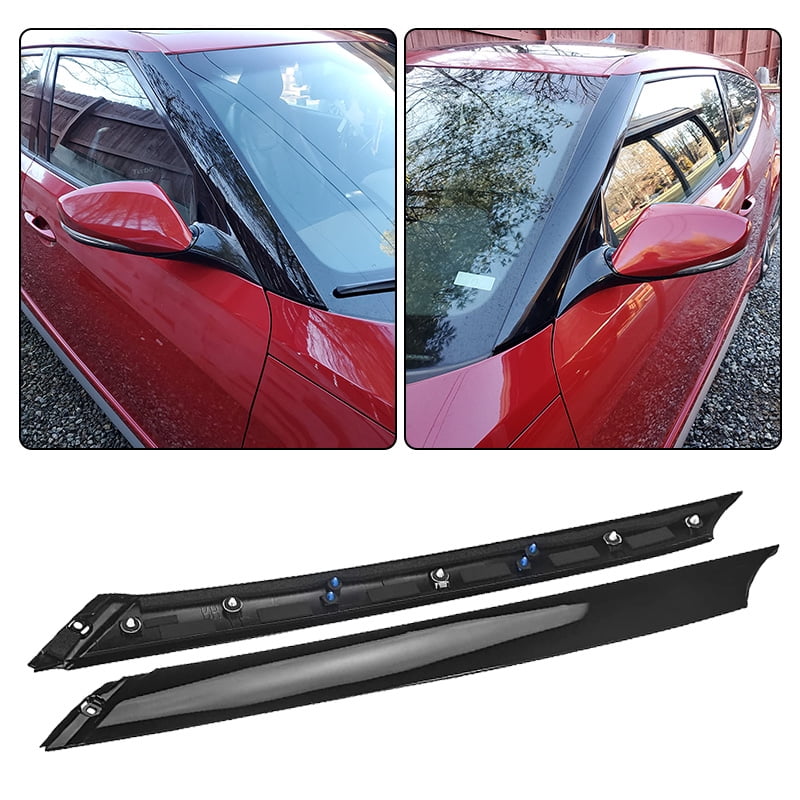 Pair Windshield Pillar Moulding Trim Glossy Black ABS Fit For Hyundai ...