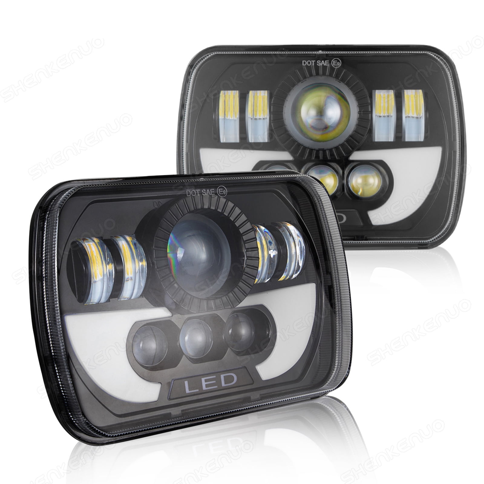 Pair for Ford E-150 E-250 E-350 7x6" LED Headlight Sealed Beam Square ...