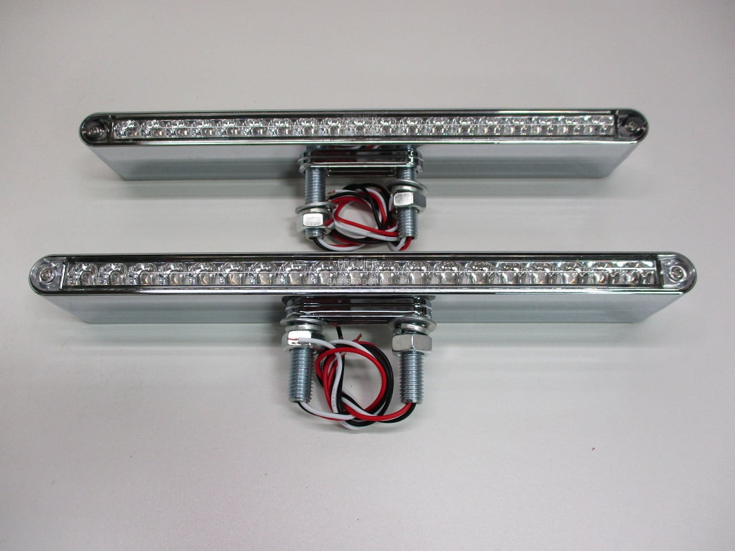 Pair of 12"L 19 LED Clear Red / Amber Double Face Truck Semi Trailer ...