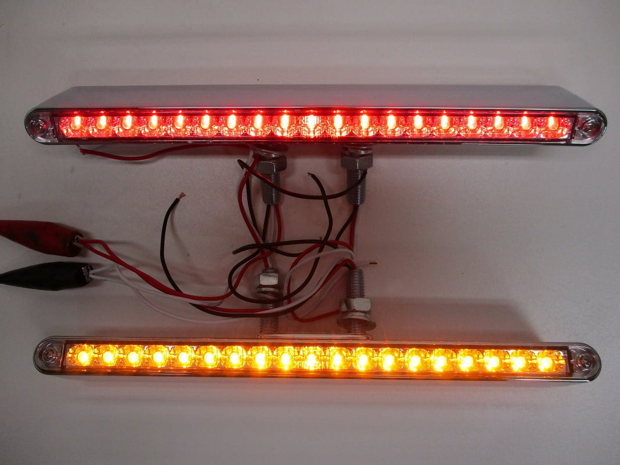 Pair of 12"L 19 LED Red/Amber Double Face Truck Semi Trailer Light Bars ...