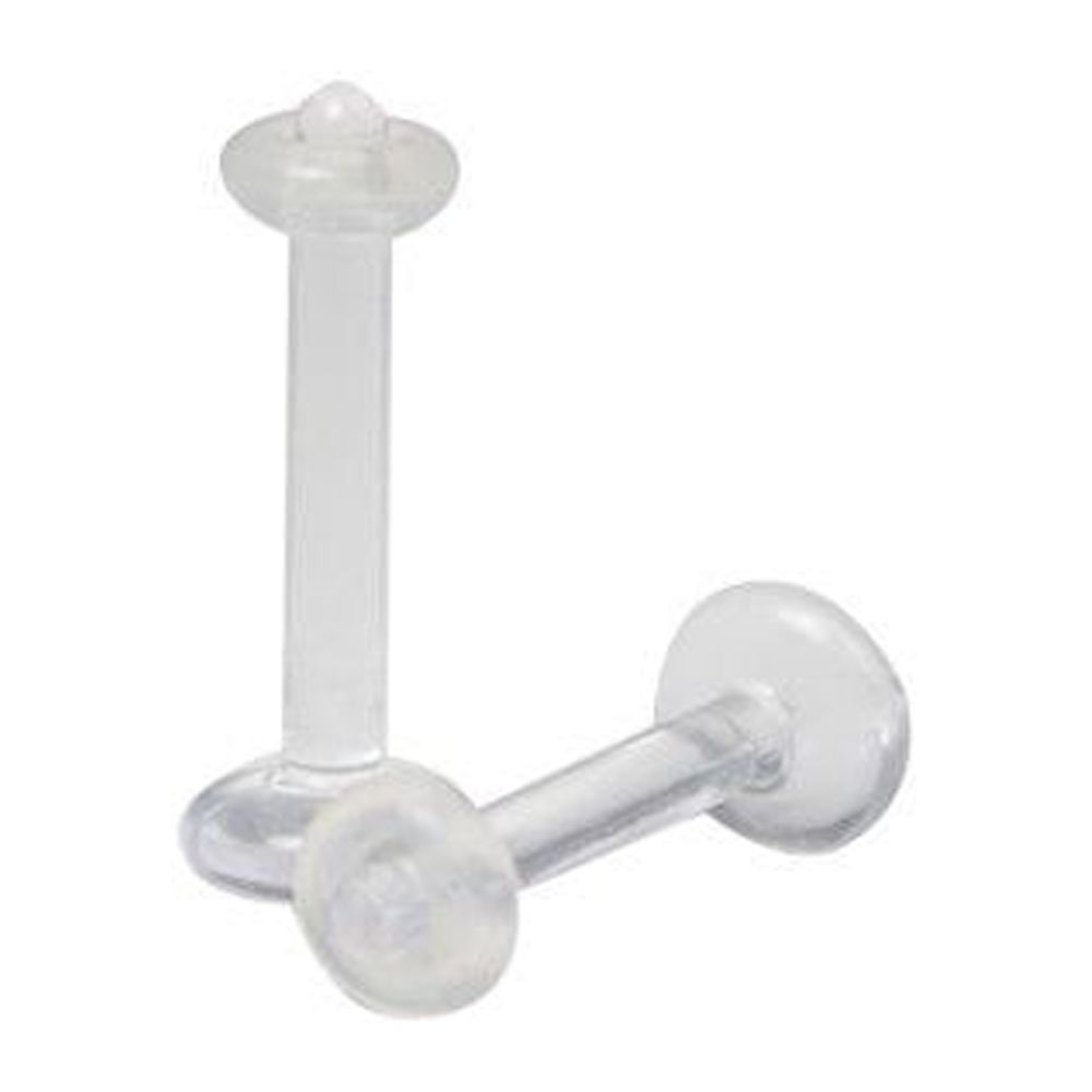 Pair of 14ga 3/8" (10mm) Clear Labret / Monroe Retainer with Clear O ...