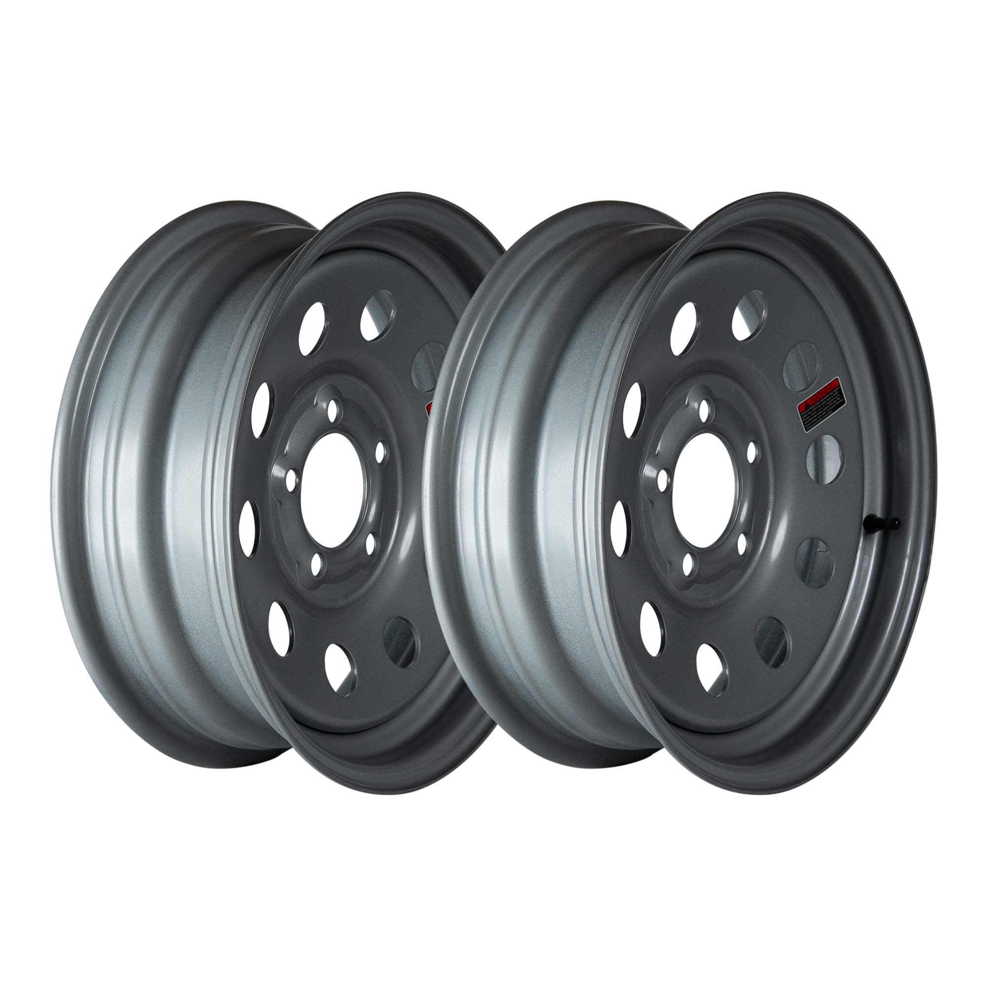 Pair of (2) 15" x 5" - 5 Lug Silver Mod Solid Steel Trailer Wheel Rim ...