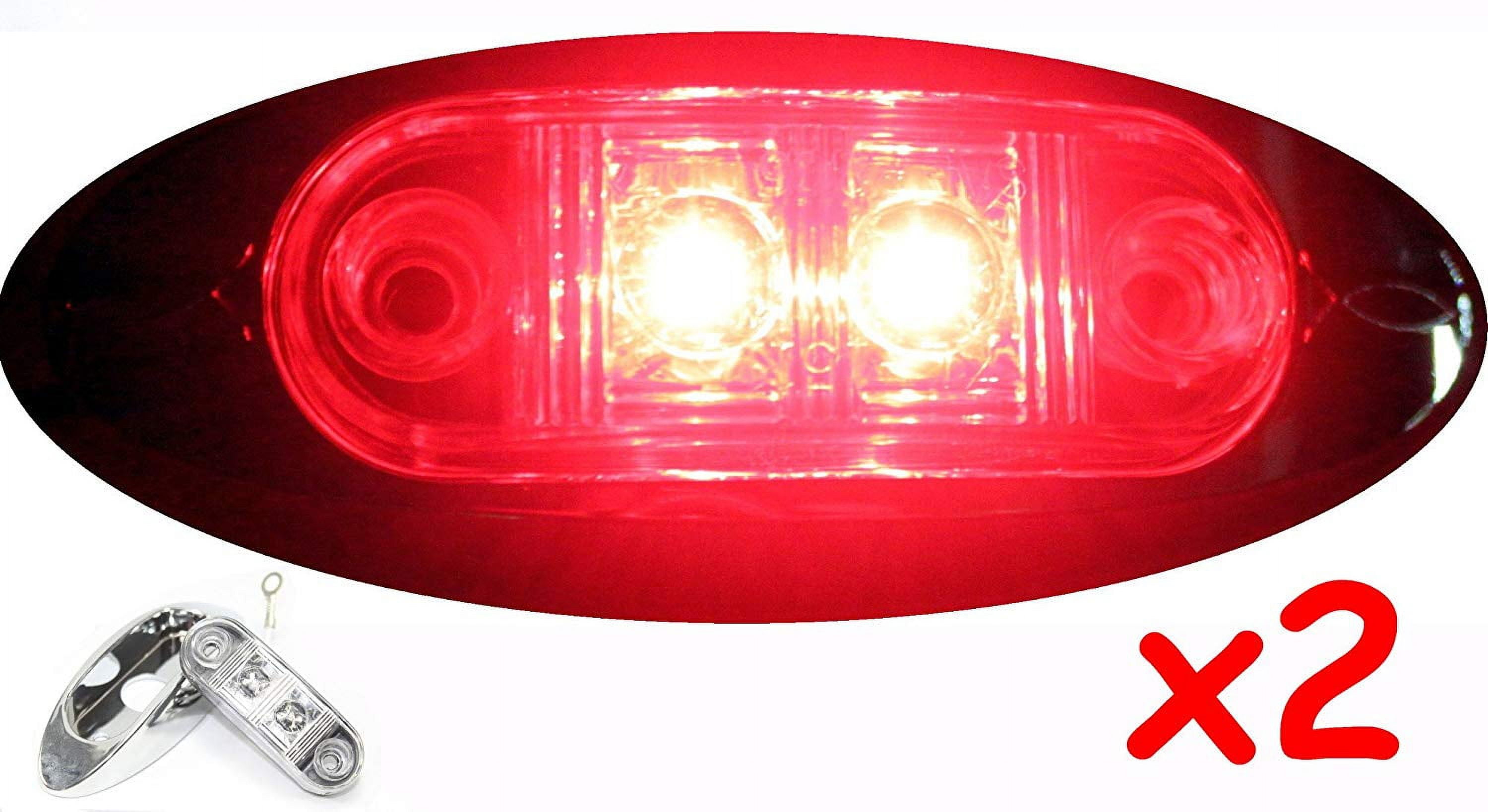 Smiling JuJu LED Oval Clearance Side Marker Light with Chrome Bezel Red ...