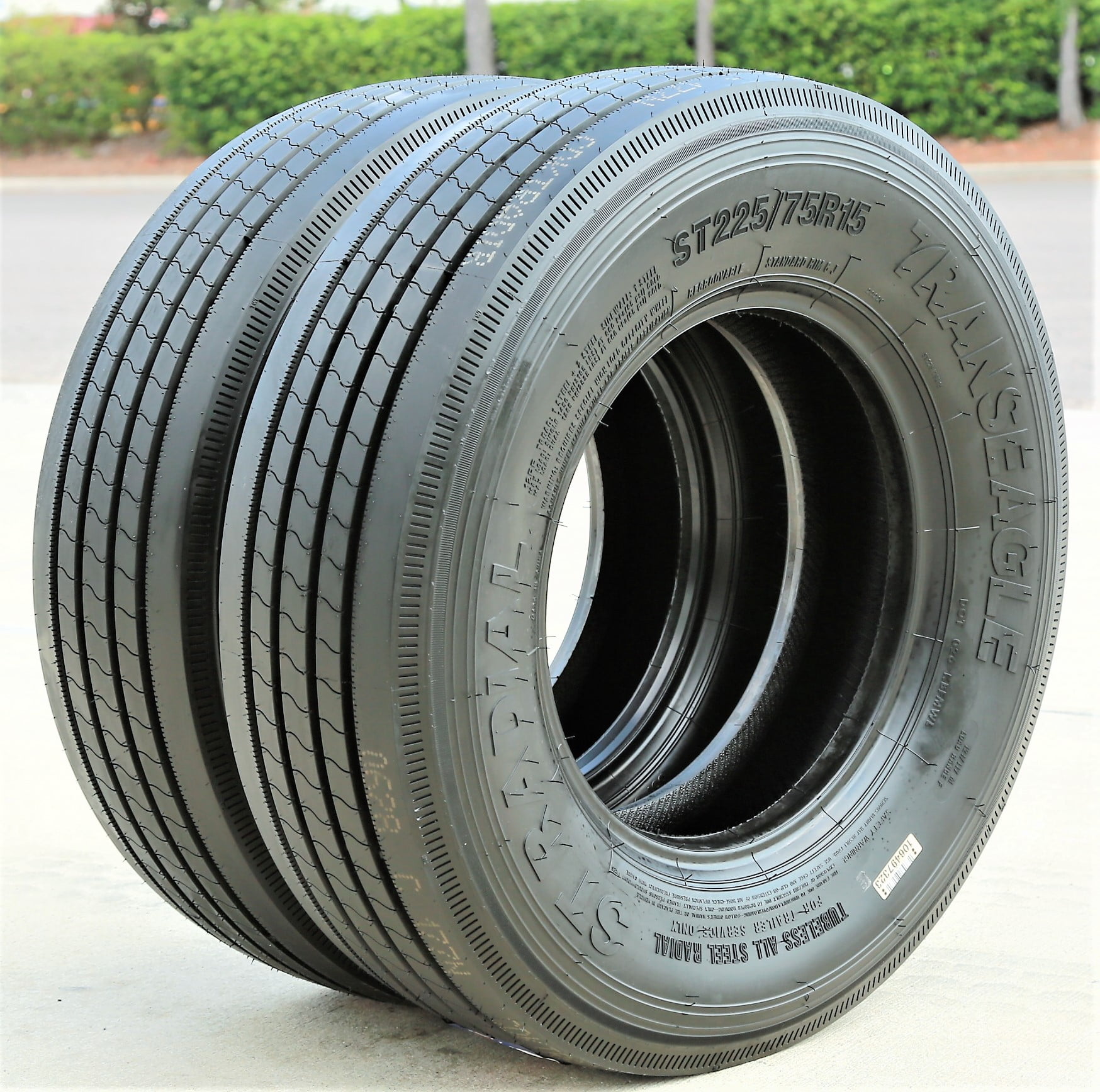 Transeagle All Steel ST Radial Trailer Tires, Pair of 2, 225/75R15 Load F 12 Ply, All Season ...