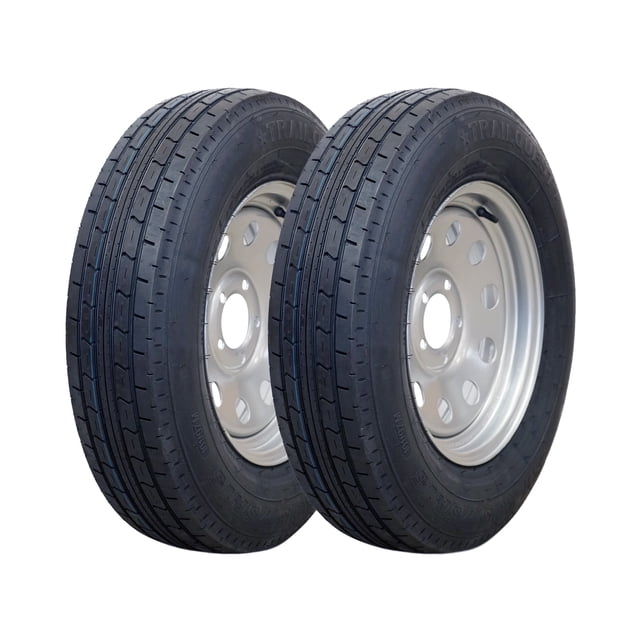 Pair of (2) Trailquest 15" 6 ply Radial Trailer Tire & Wheel - ST 205 ...