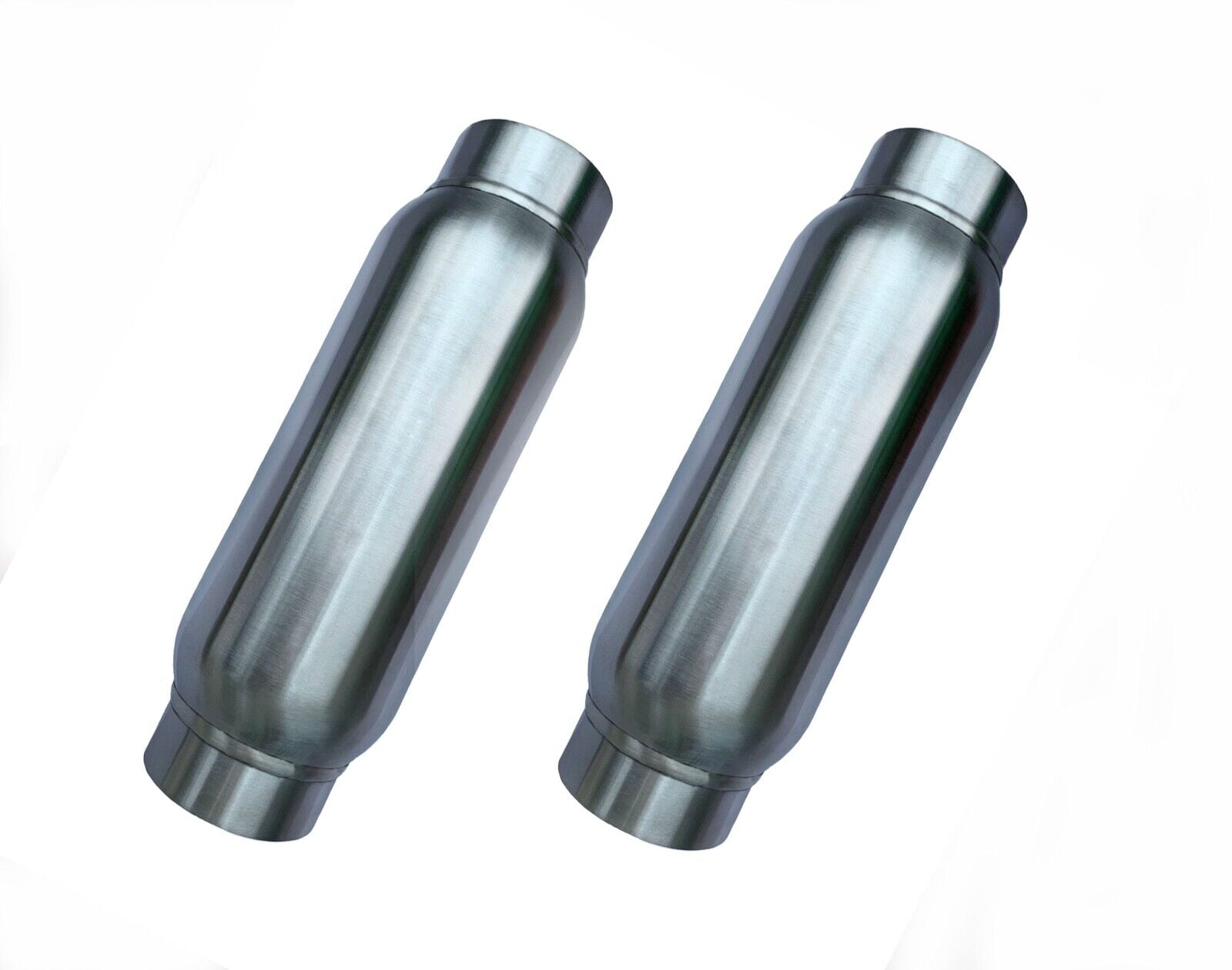 Pair of 3.0" Inlet/Outlet - 12" Length Exhaust Muffler Resonator SS ...