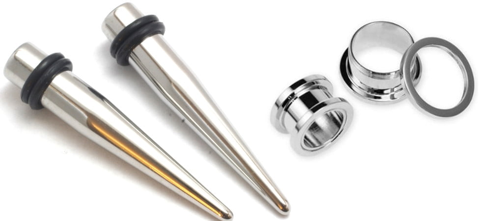 Pair of 316l Stainless Steel Tapers and Screw Tunnels Ear Stretching ...