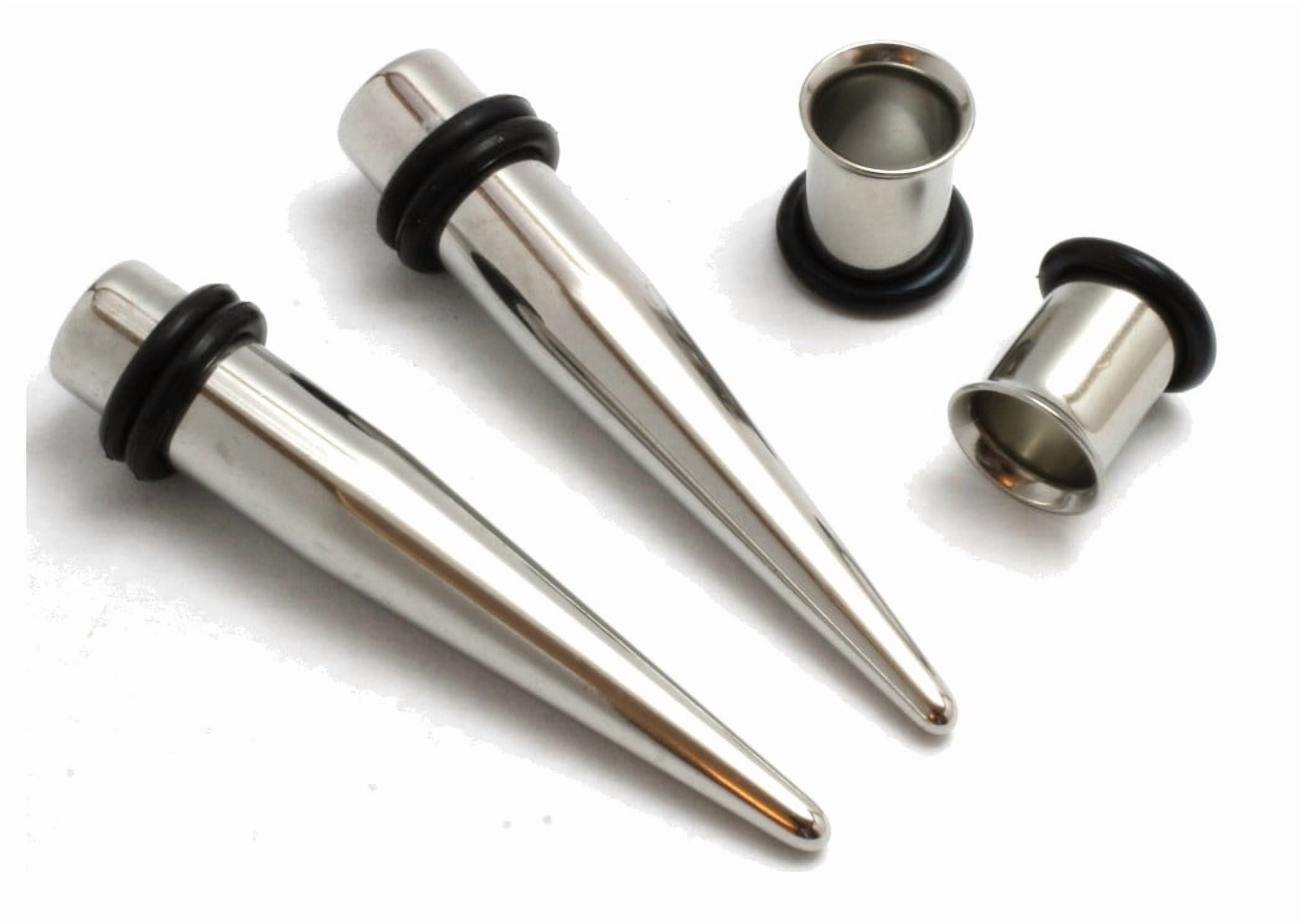 Pair of 316l Steel Tapers and Tunnels Ear Stretching Kit Gauges Gauging ...